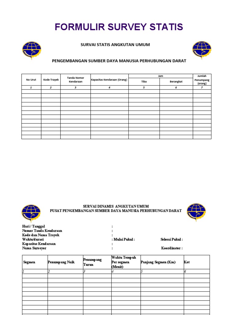 FORMULIR SURVEY STATIS Dan DINAMIS | PDF
