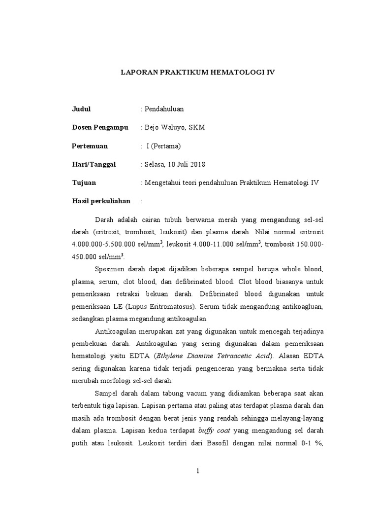 Laprak Hematologi | PDF
