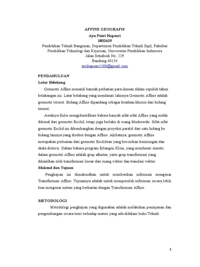 Transformasi Affine dalam Geometri 2D | PDF