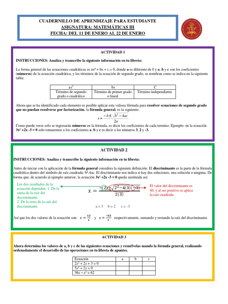 Cuadernillo Mate 3 | PDF | Ecuaciones | Ecuación cuadrática