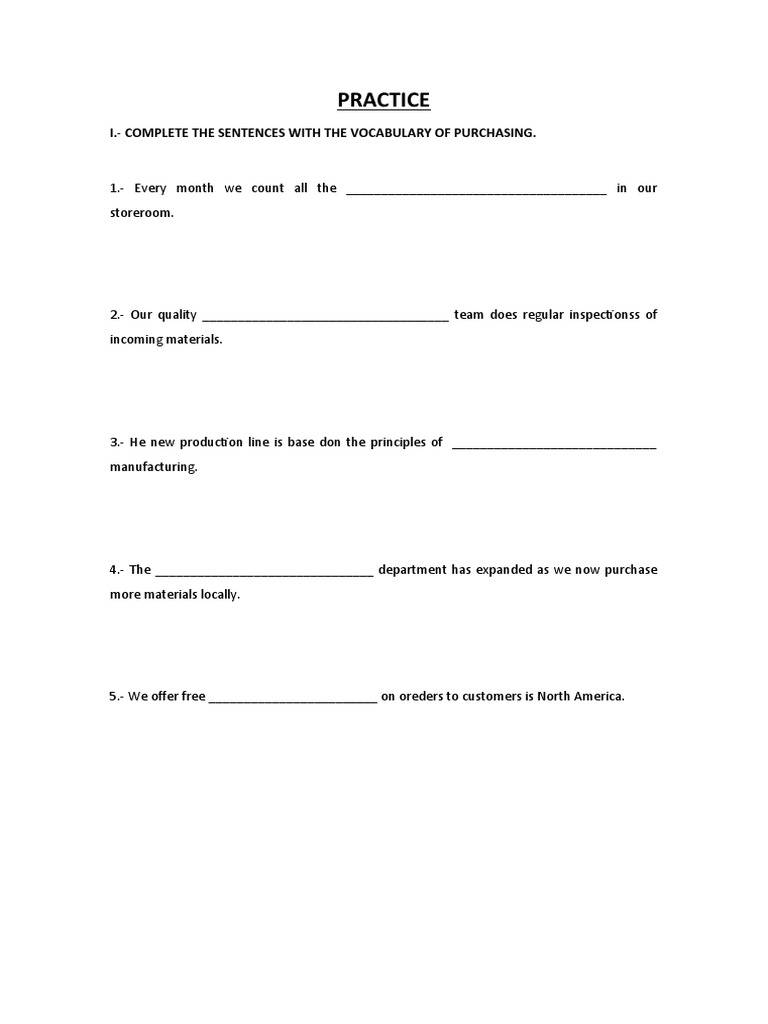 Practice About Vocabulary Purchasing | PDF