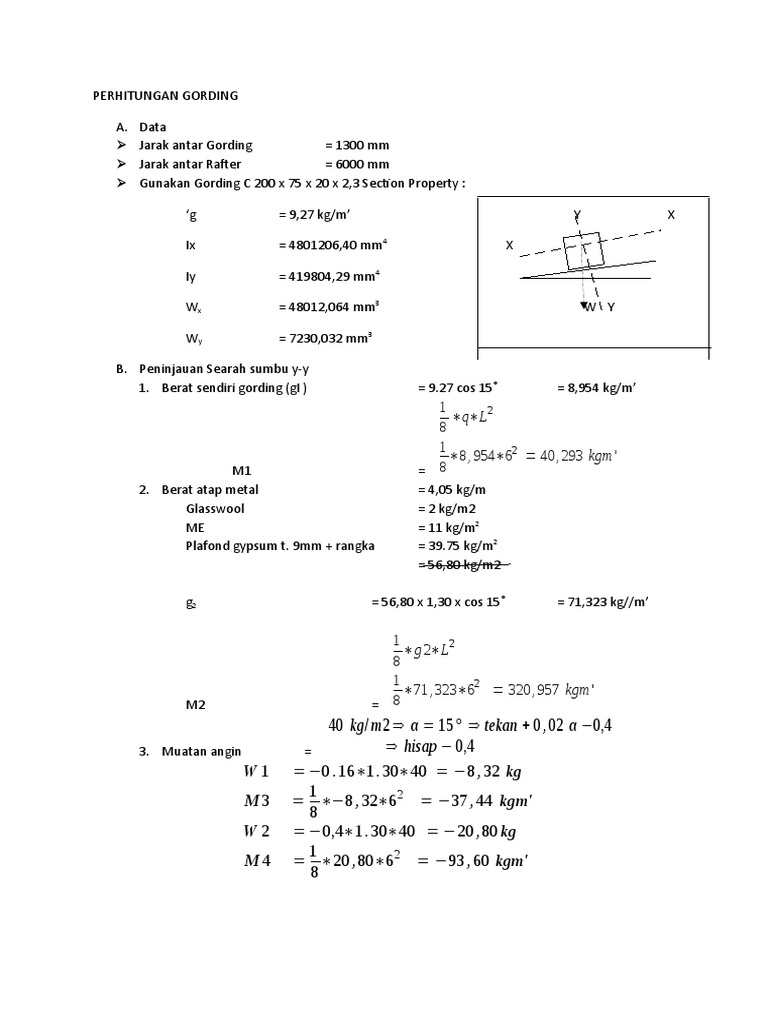 Calculating Gording Beam Dimensions and Load Capacity | PDF