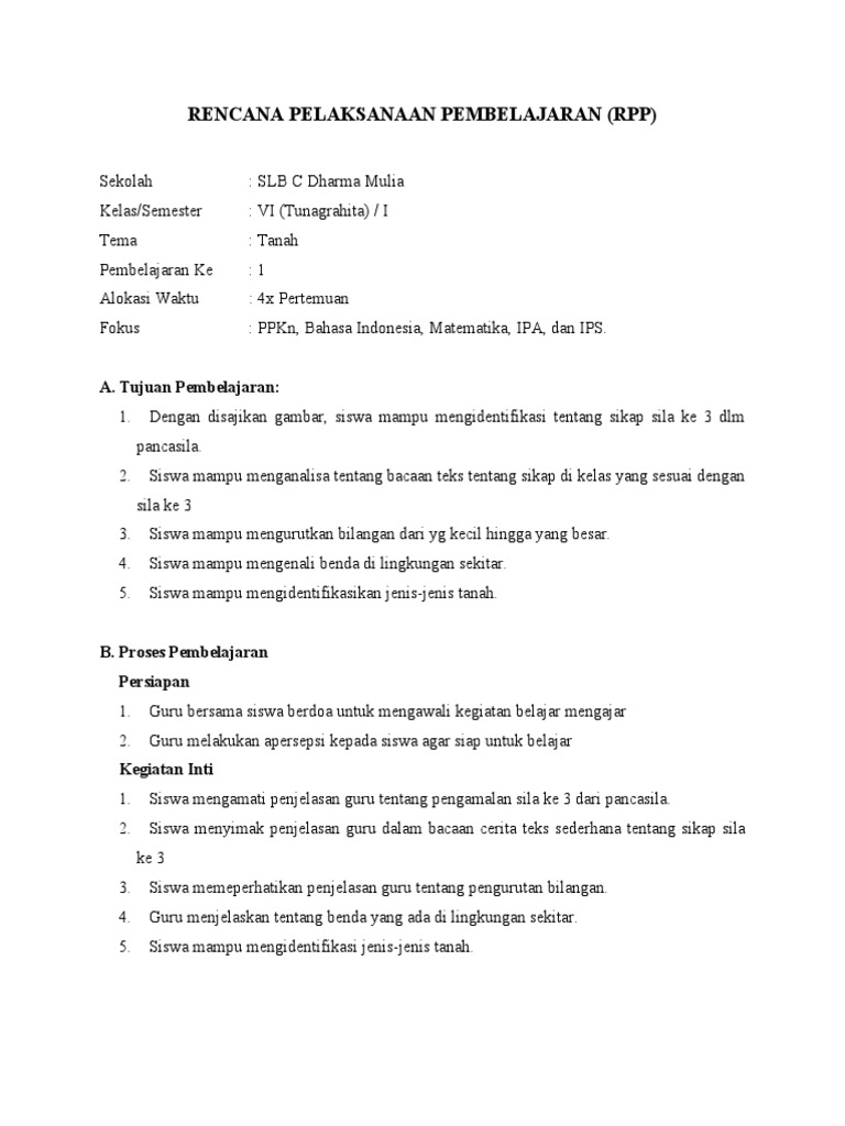 RPP SLB Kls 6 Lengkap | PDF | Karier & Perkembangan