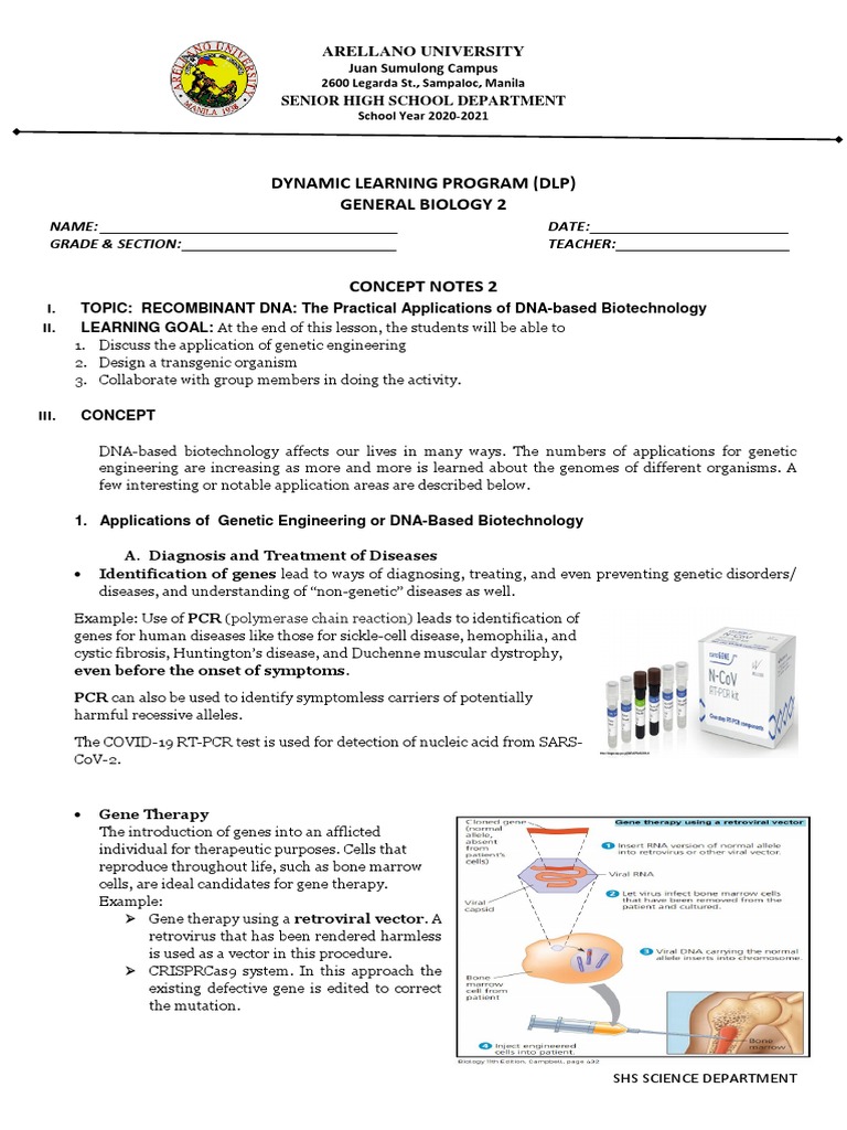 Dynamic Learning Program (DLP) General Biology 2 | PDF | Genetically ...