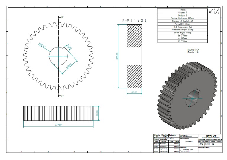 Inventor - Plano de Detalle - Engranaje | PDF