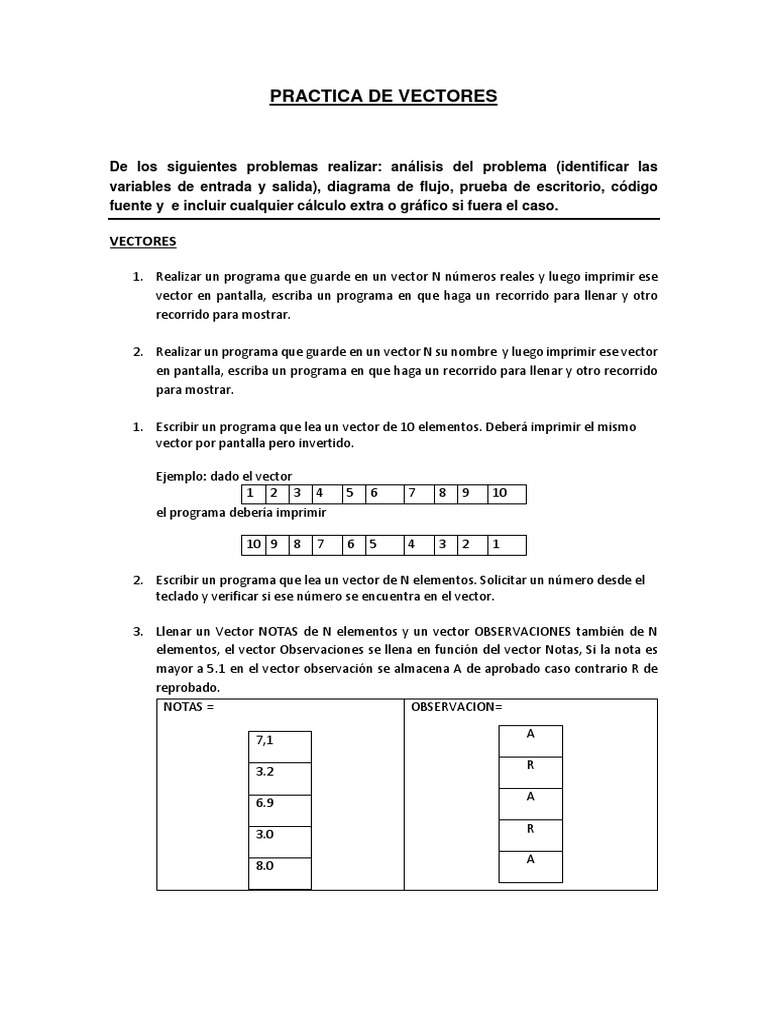 Practica de Vectores 1 | PDF | Vector Euclidiano | Algoritmos