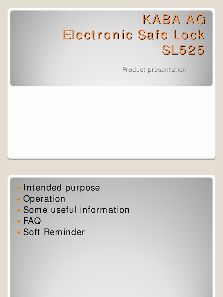 KABA SL525 Product Presentation | PDF | Electronic Engineering ...