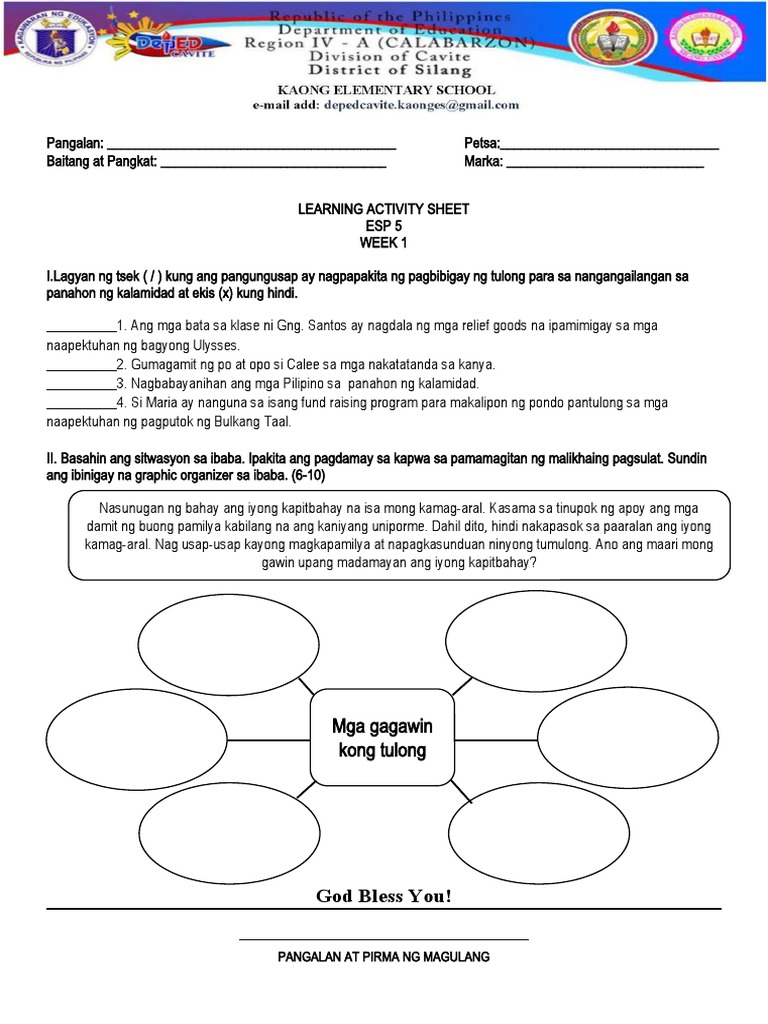 ESP ACTIVITY SHEET Q2 Week1and2 | PDF