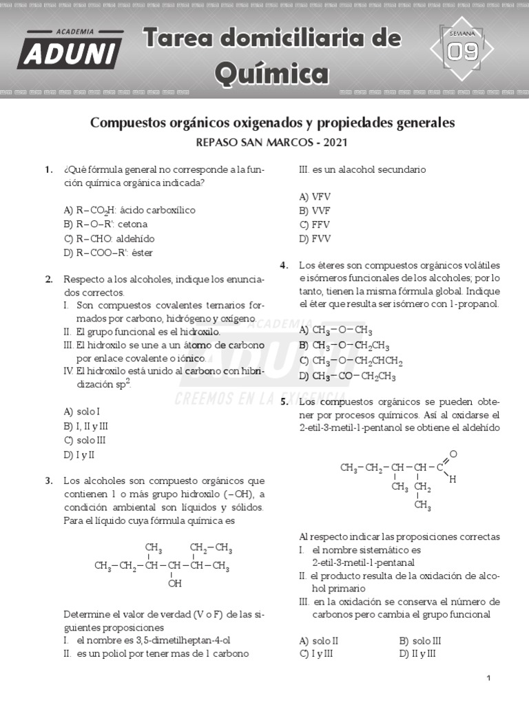 Q RSM Dom Sem9 | PDF | Compuestos orgánicos | Ácido