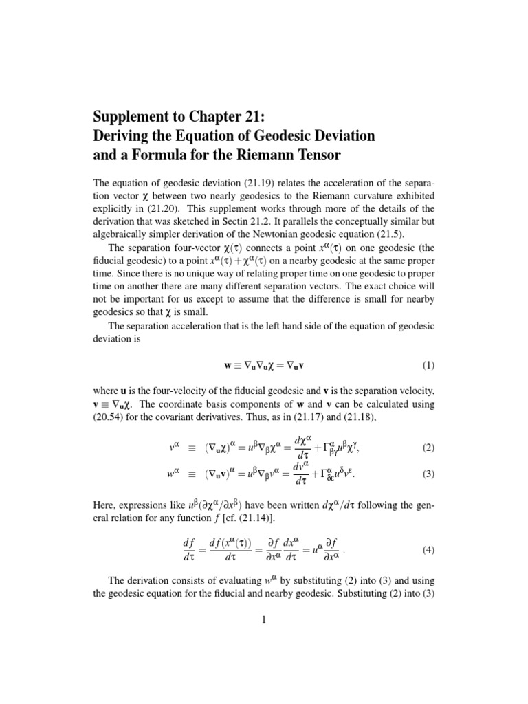 Deriving The Equation of Geodesic Deviation | PDF | Metric Geometry ...