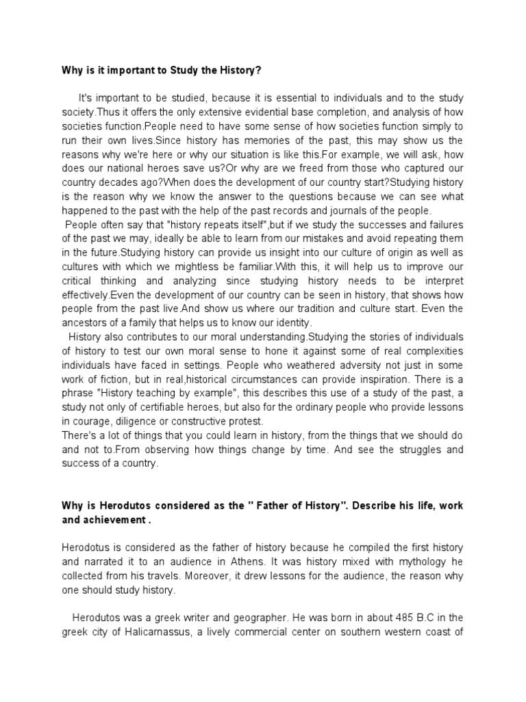 Why Is It Important To Study The History? | PDF | Herodotus | Memory