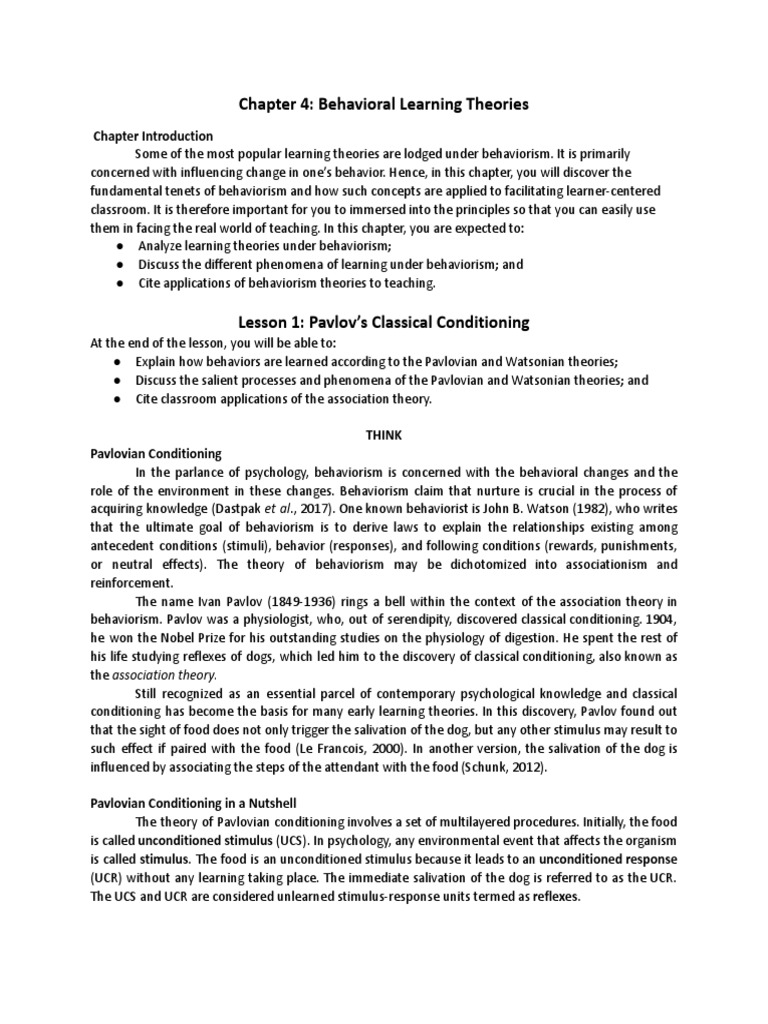 Exploring Classical Conditioning Theories and Their Applications in ...