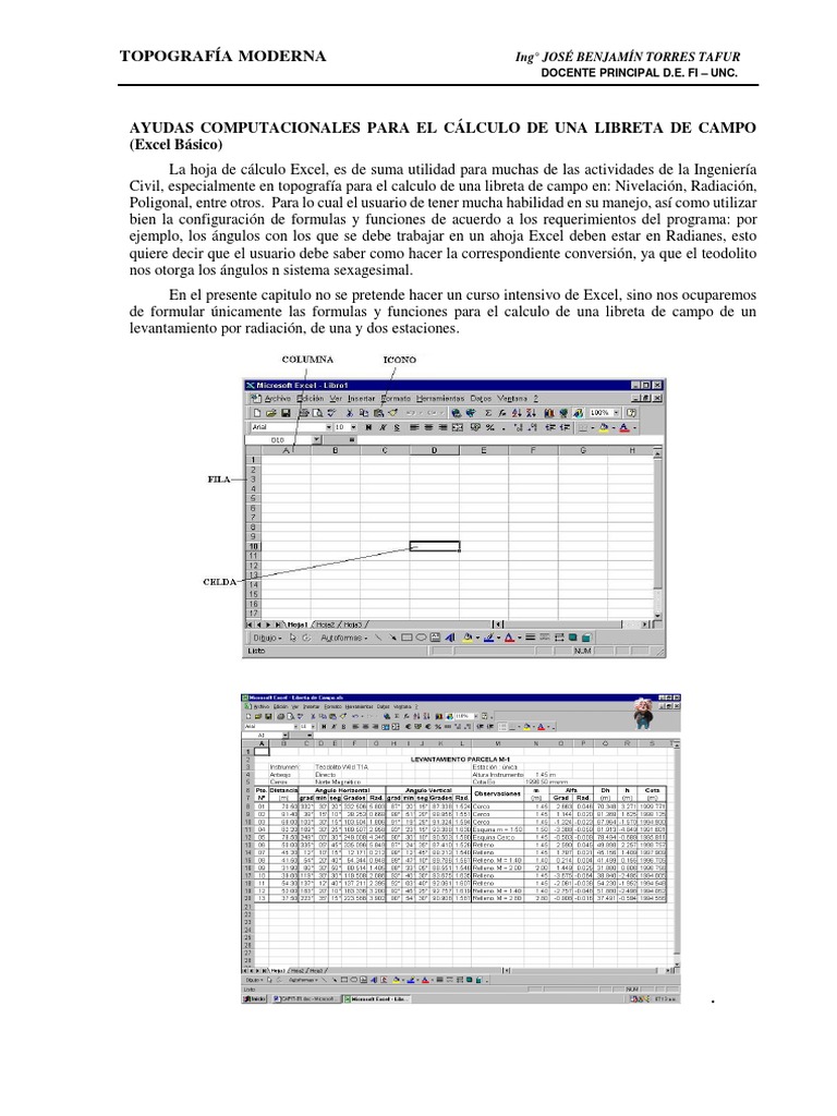 Excel para Calcular Una LIbreta de Campo | Descargar gratis PDF ...