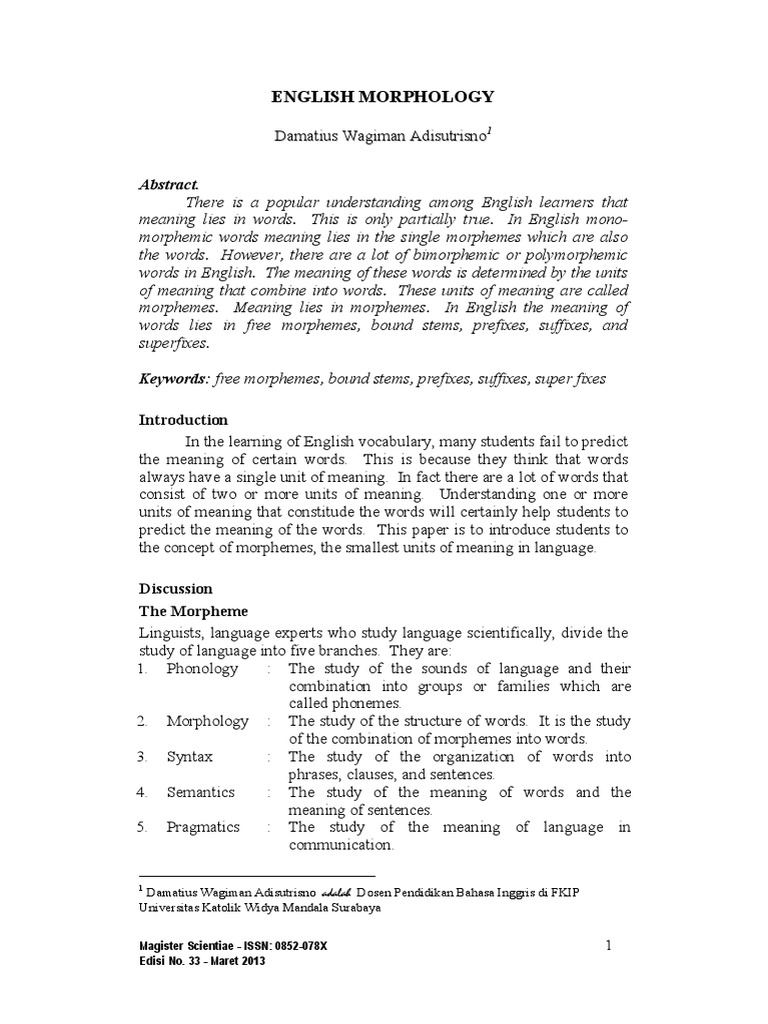 English Morphology 26d2be84 | Download Free PDF | Word | Morphology ...