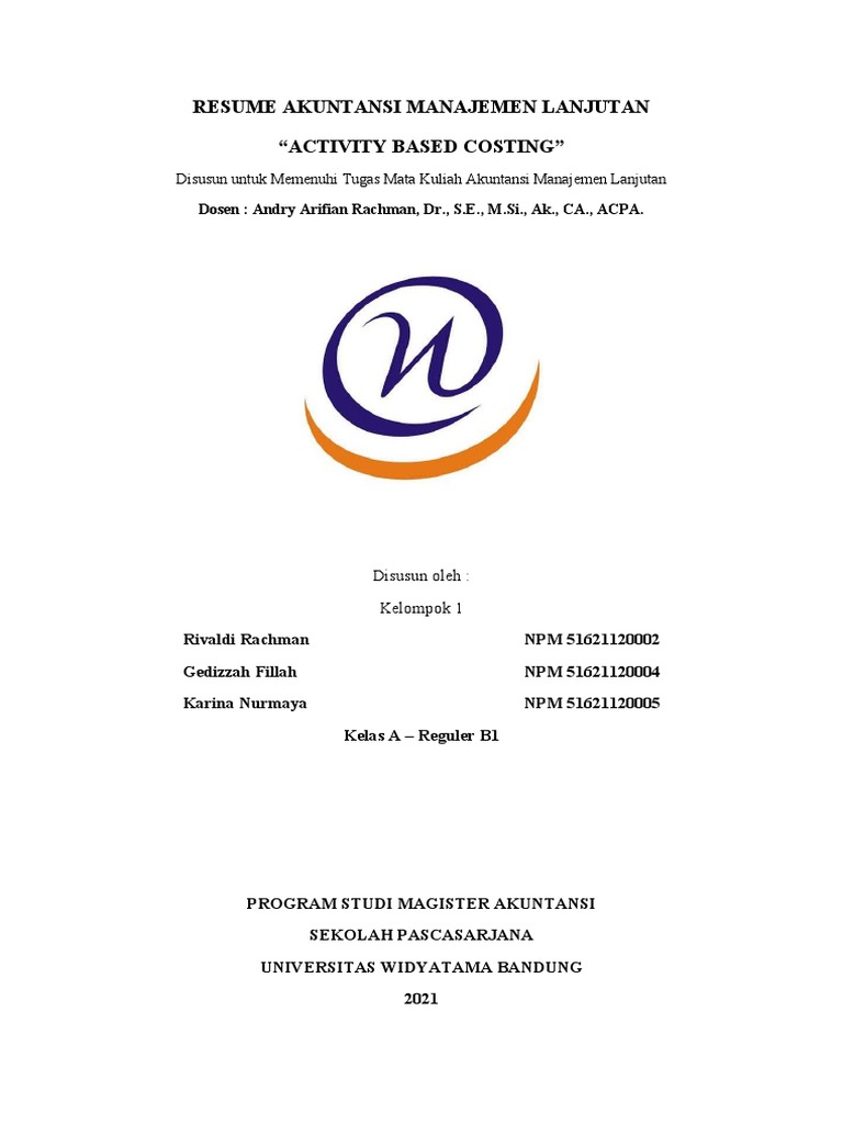 Resume Activity Based Costing-Kel 1 | PDF | Pengelolaan Keuangan & Uang