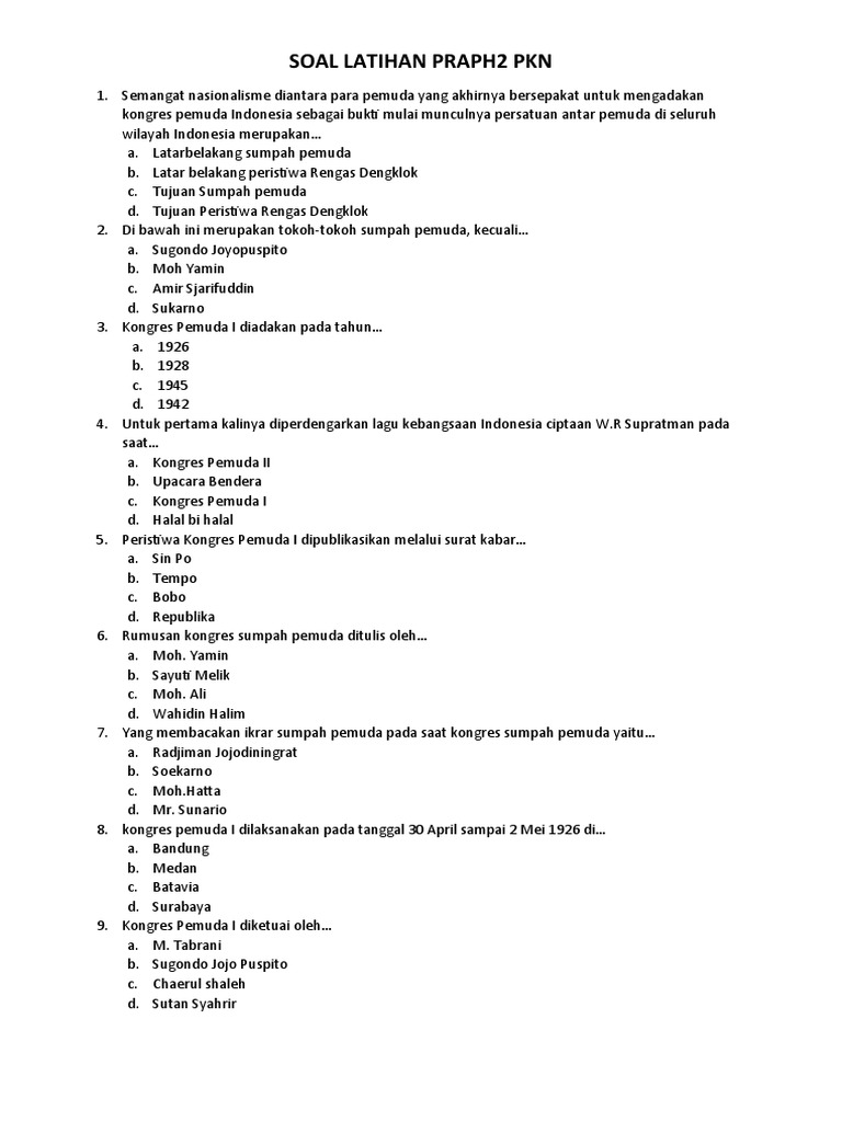 Soal Latihan PKN PRAPH2 | PDF