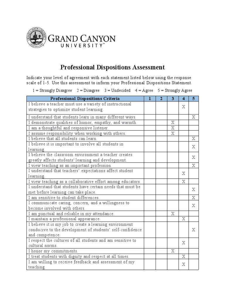 Professional Dispositions Assessment Revised | PDF | Teachers | Learning
