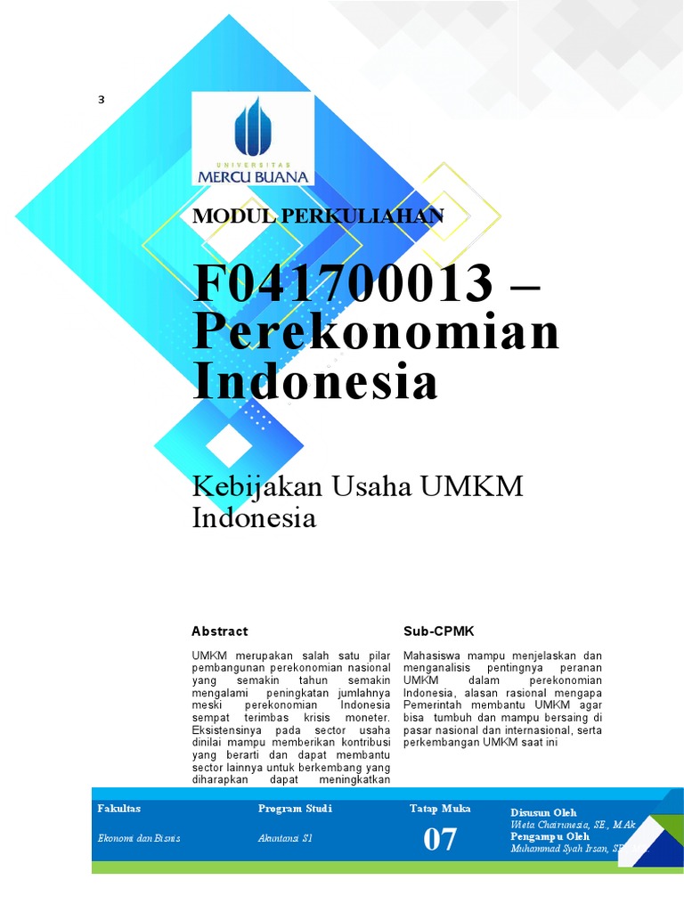 Modul 07 New Template - Kebijakan Usaha UMKM Indonesia | PDF