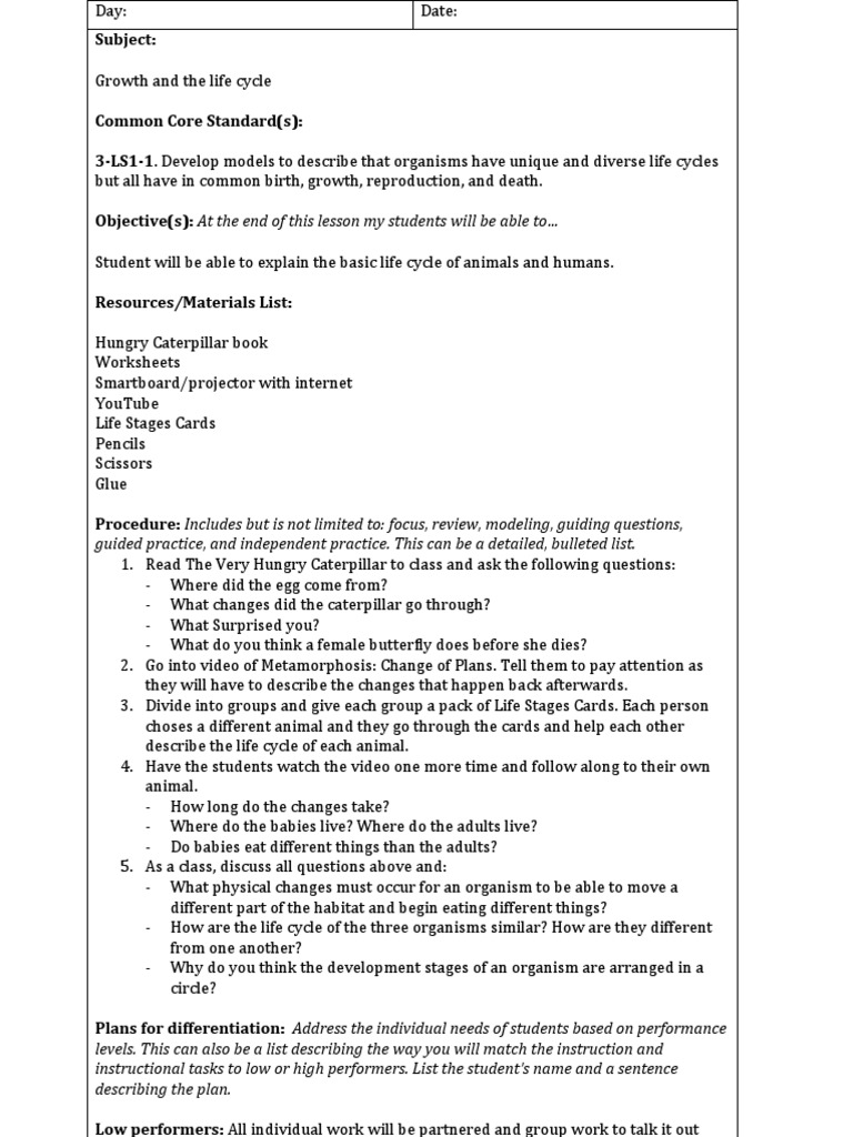 Life Cycle Lesson | PDF | Self-Improvement | Science & Mathematics