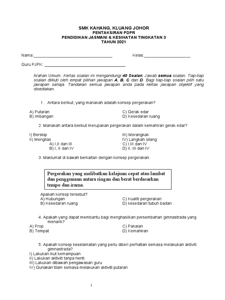 Soalan PJPK T3 | PDF