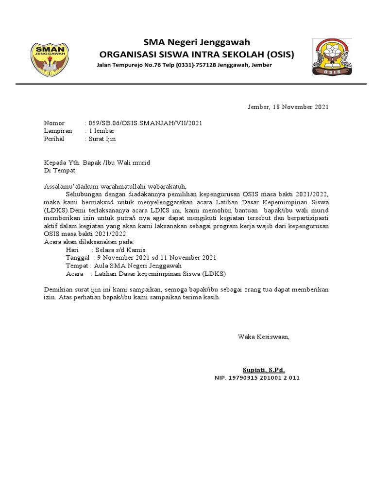 Surat Ijin LDKS | PDF