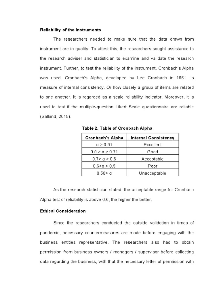Reliability Test of The Instrument | PDF | Inventory | Revenue