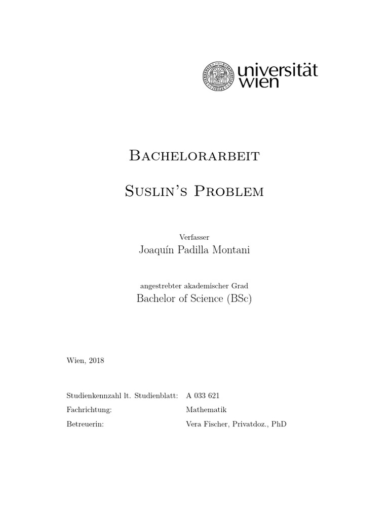 Suslin's Problem - Theis | PDF | Mathematics | Mathematical Logic