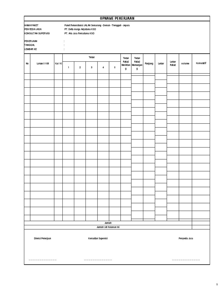 Format Opname Bahu Jalan Lpa & FC-20 | PDF