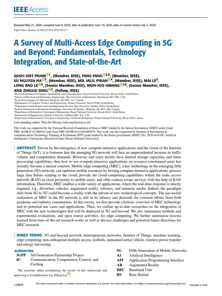 A Survey of Multi-Access Edge Computing in 5G and Beyond Fundamentals Technology Integration and ...