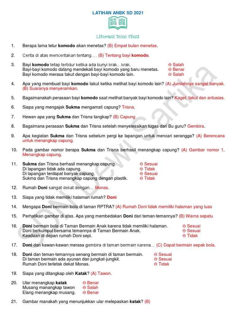 Jawaban Simulasi Akm 2021 | PDF