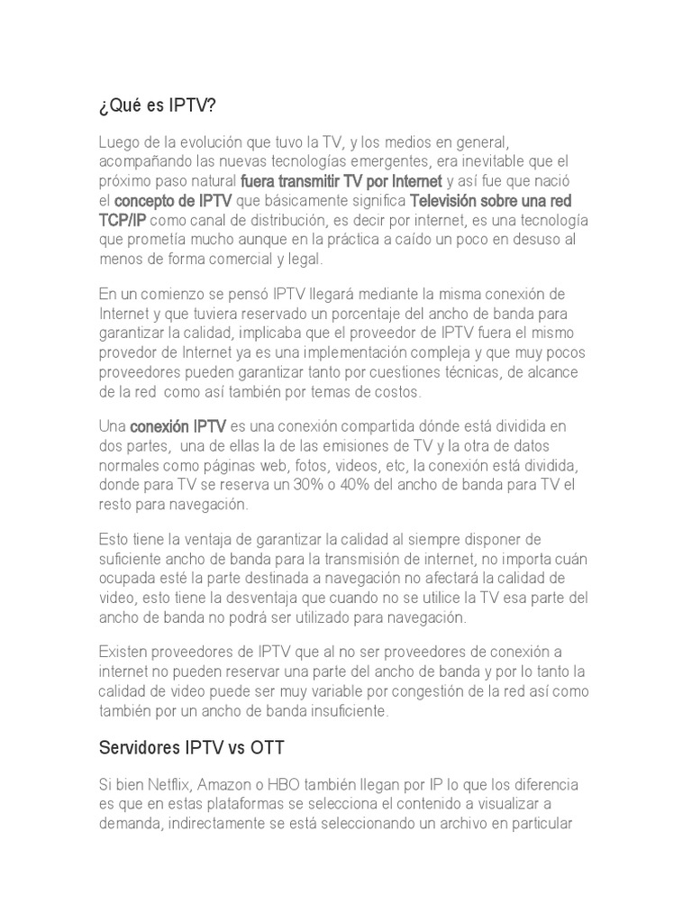 IPTV | PDF | Televisión | Internet