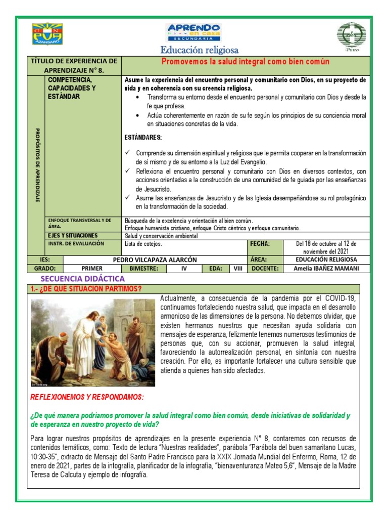 1° Grado - Experiencia de Aprendizaje #08 | PDF | Evaluación | Aprendizaje