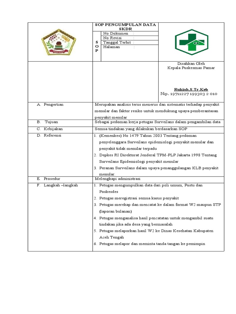 Sop Pengumpulan Data SKDR | PDF | Sains & Matematika