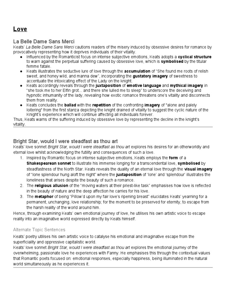 Mod A Keats & Bright Star Paragraph Scaffolds | PDF | John Keats