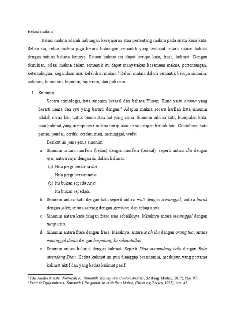 Relasi Makna | PDF | Seni & Disiplin Bahasa | Sains & Matematika