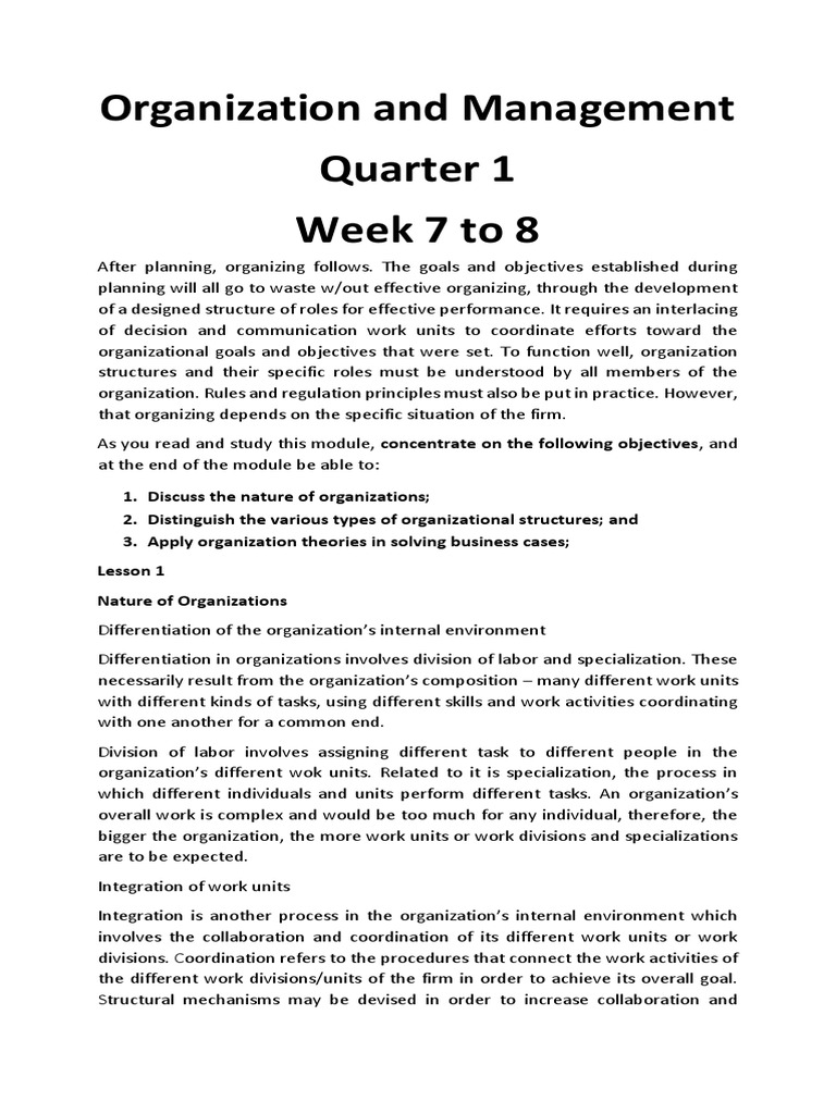 ABM 11 - ORGMAN - Q1 - W7-8 - Mod6 Edited | PDF | Organizational ...