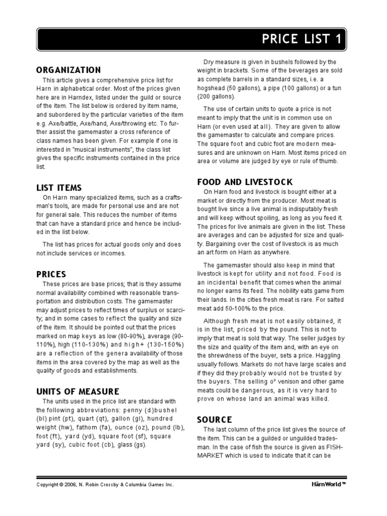 Price List Harn | PDF | Bargaining | Prices
