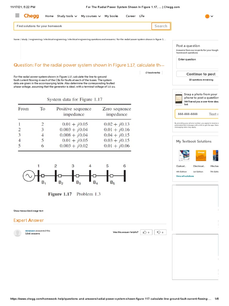 For The Radial Power System Shown in Figure 1.17, ... | PDF | Force ...