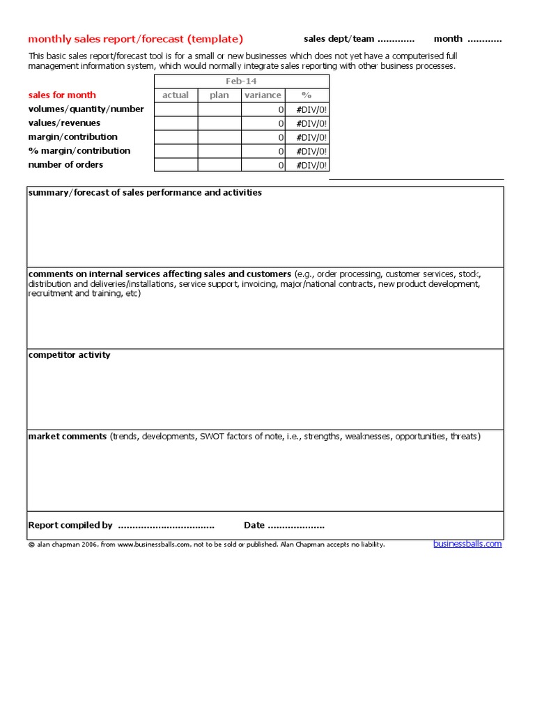 Monthly Sales Report Template | PDF
