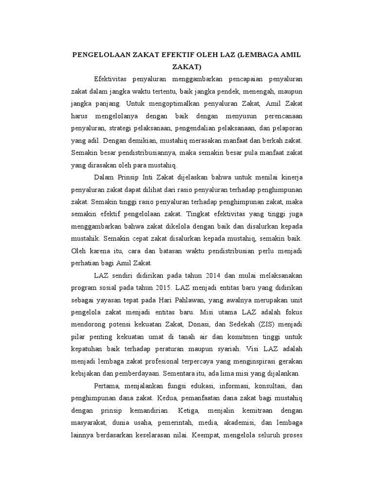 Pengelolaan Zakat Efektif Oleh Laz | PDF
