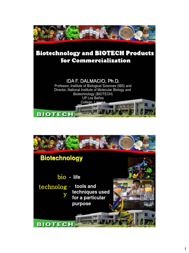 Biotechnology and BIOTECH Products For Commercialization | PDF ...