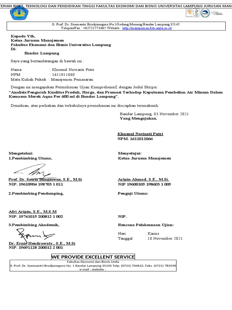 Permohonan Ujian Kompre | PDF