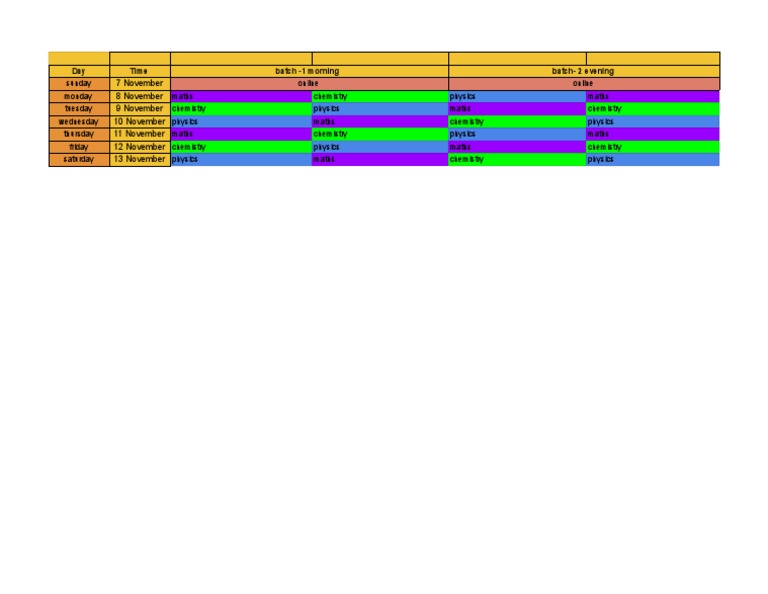Time Table Neon 2021-22 | PDF