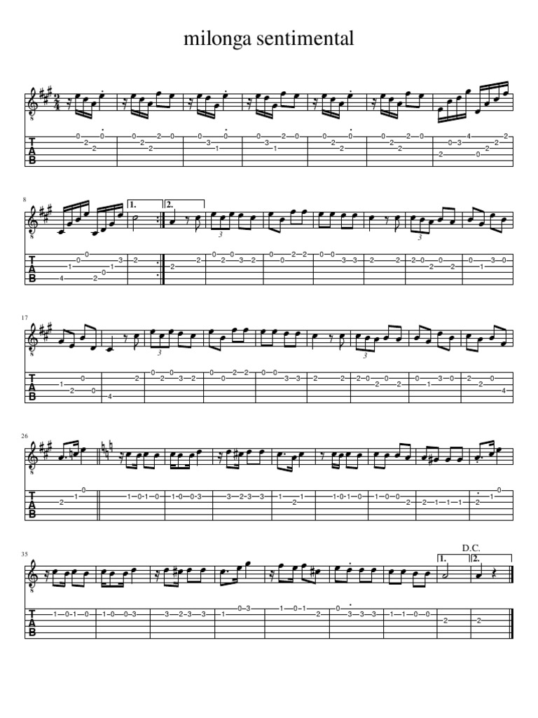 Milonga Sentimental Tab | PDF