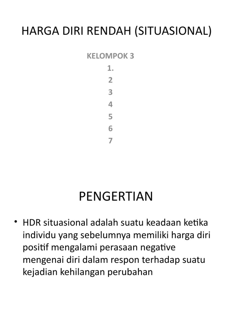 Harga Diri Rendah (Situasional) | PDF | Karier & Perkembangan