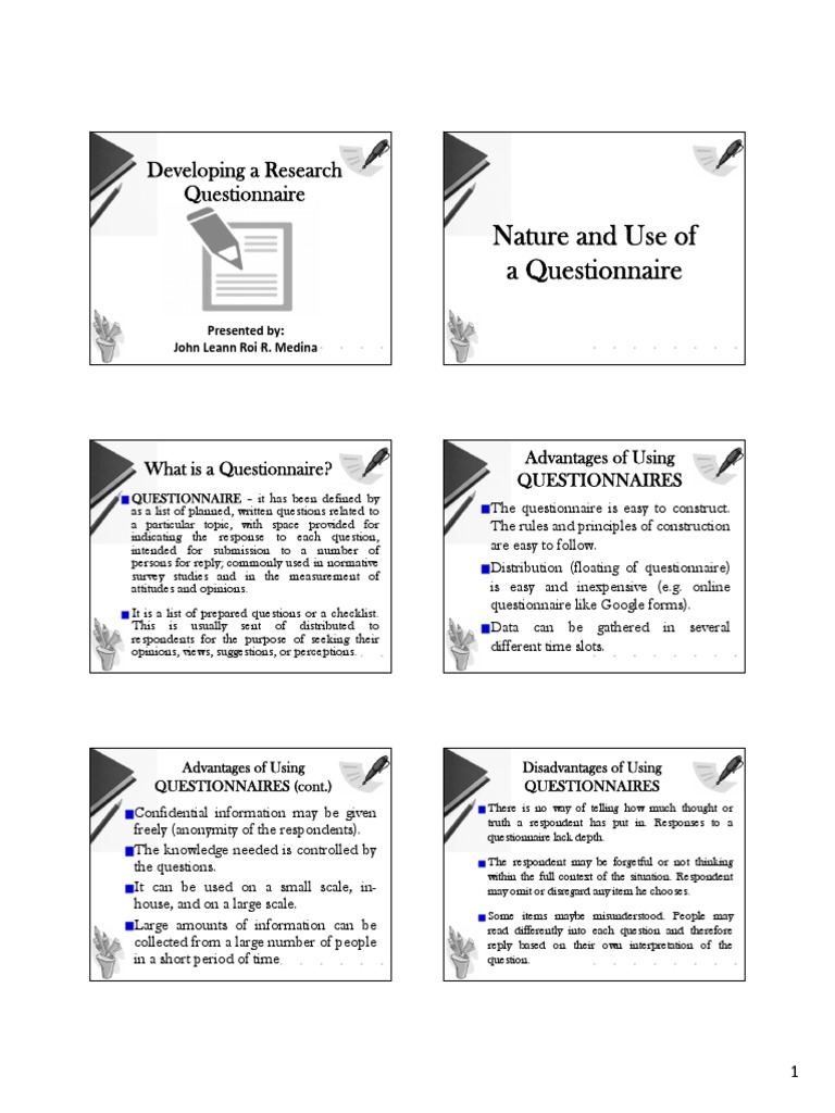 Questionnaire Design Guide | PDF | Questionnaire | Survey Methodology