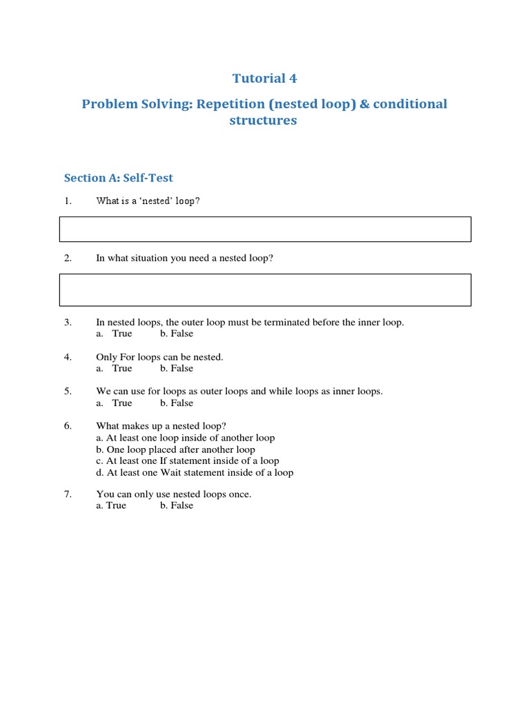 Tutorial 4 Problem Solving: Repetition (Nested Loop) & Conditional Structures | PDF | Control ...