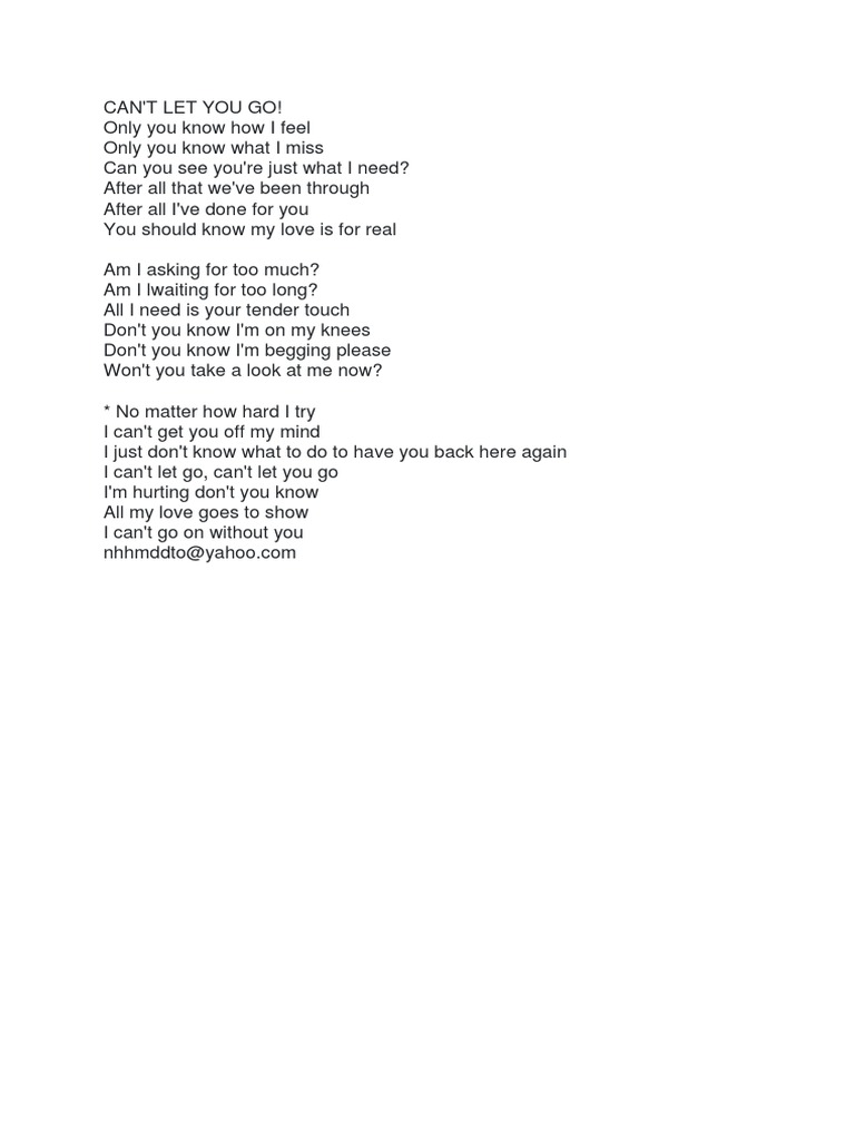 Can't Let You Go: A Love Plea | PDF