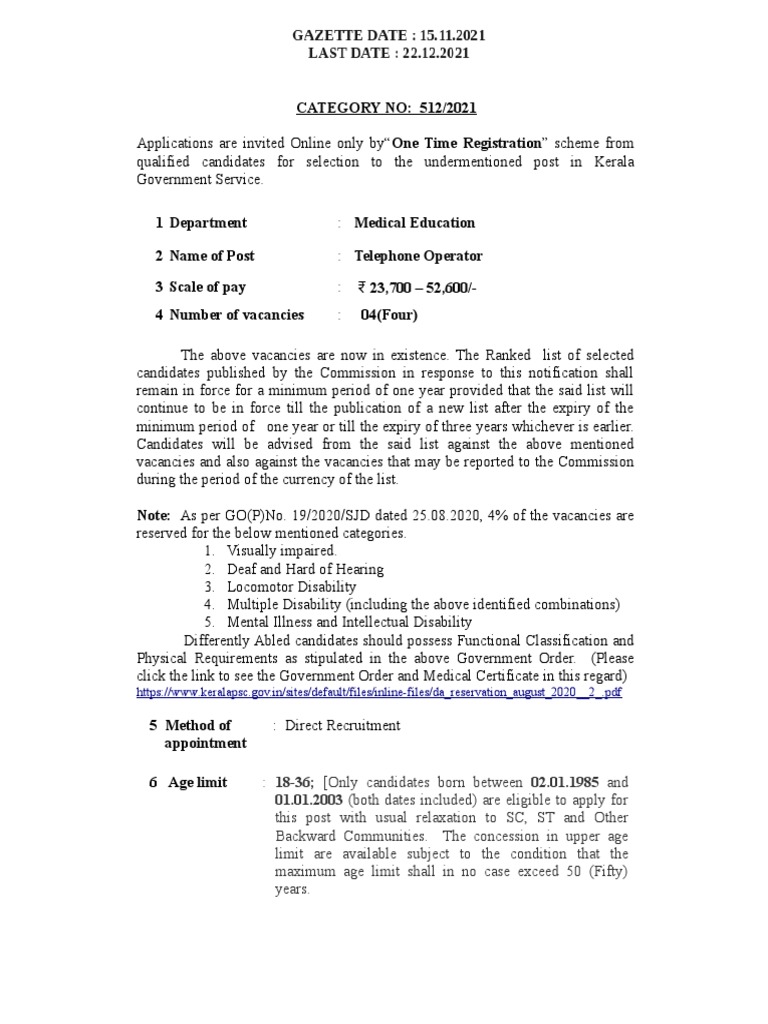 Notification PSC 2 | PDF | Disability | Government