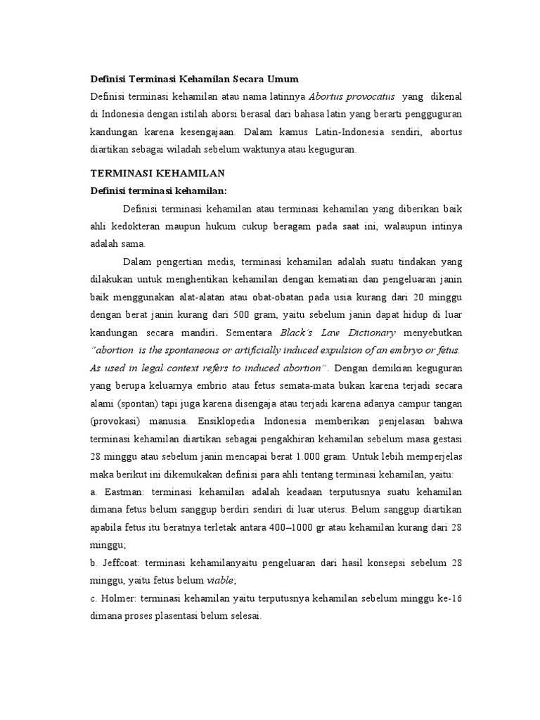Definisi Terminasi Kehamilan Secara Umum | PDF